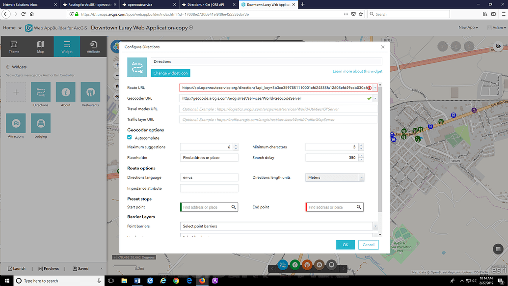 Routing for ArcGIS - directions - openrouteservice